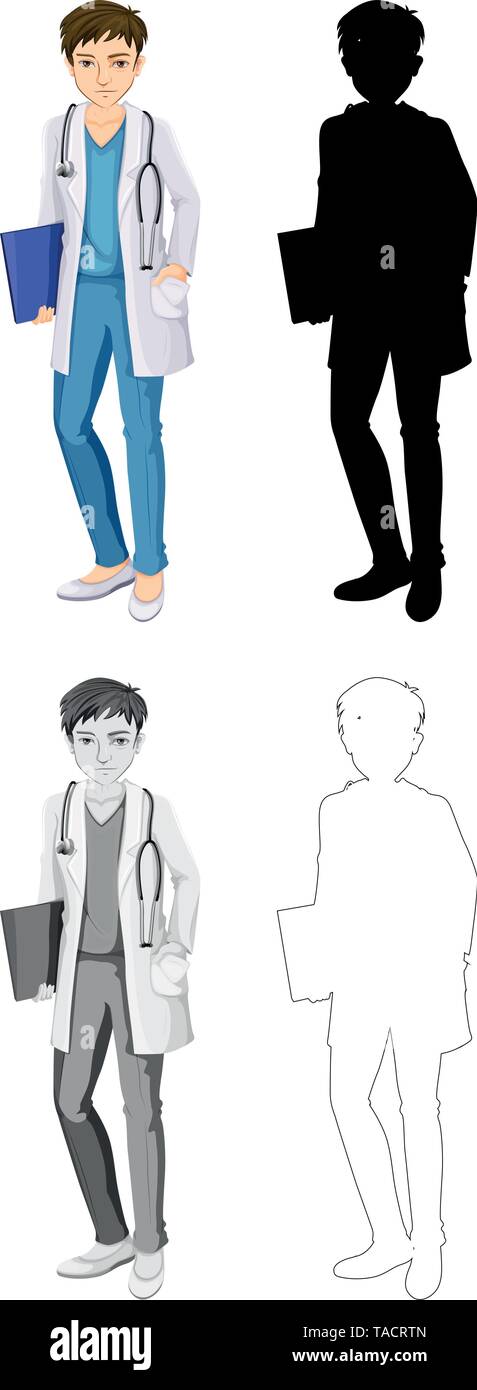 Vector doodle character doctor Cut Out Stock Images & Pictures - Alamy