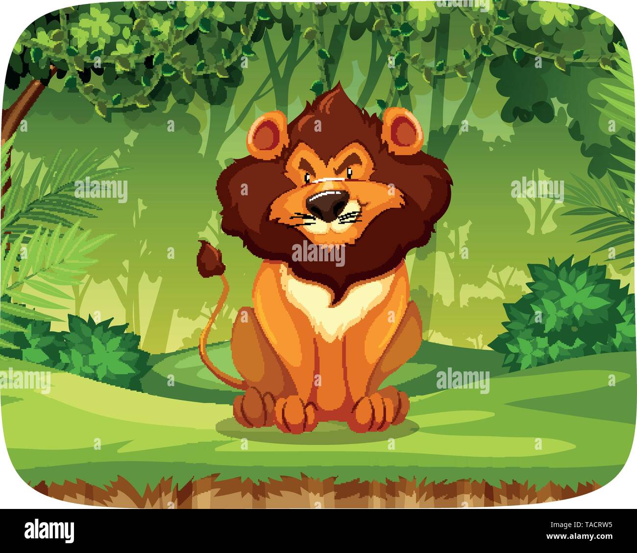 Lion with tree in background Stock Vector Images - Alamy