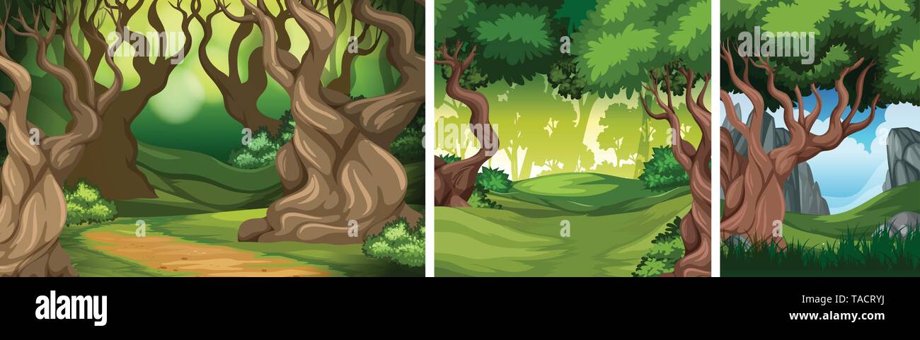 Set of tropical rainforest background illustration Stock Vector Image ...