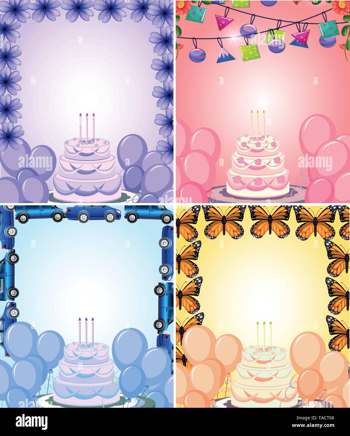 Set of birthday card template illustration Stock Vector Image & Art - Alamy
