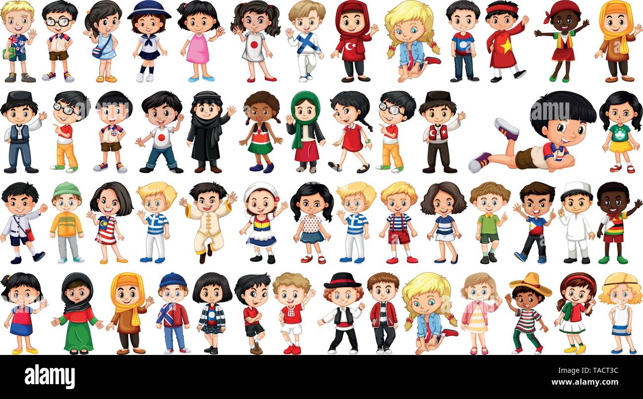 Set of multicultural children illustration Stock Vector Image & Art - Alamy