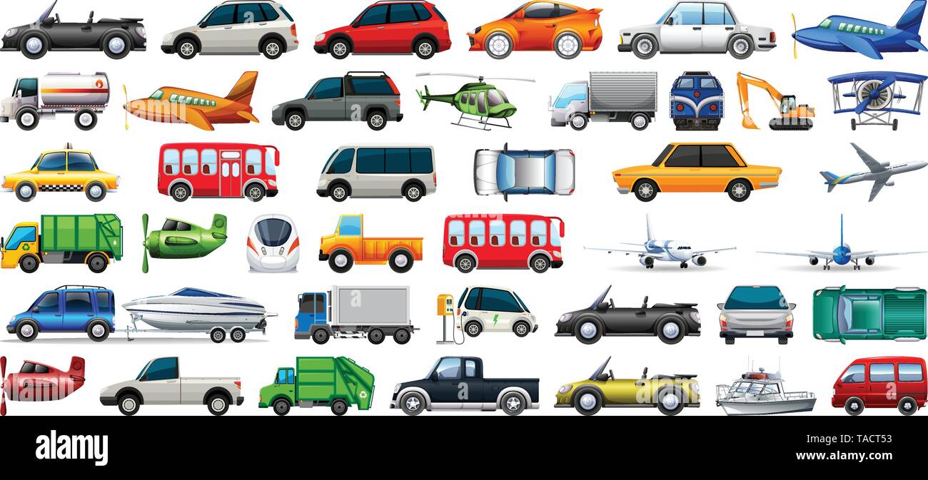Set of transportation vehicle illustration Stock Vector Image & Art - Alamy