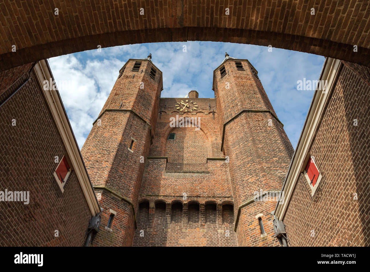Detailed view of The Amsterdamse Poort, a former city gate and historic ...