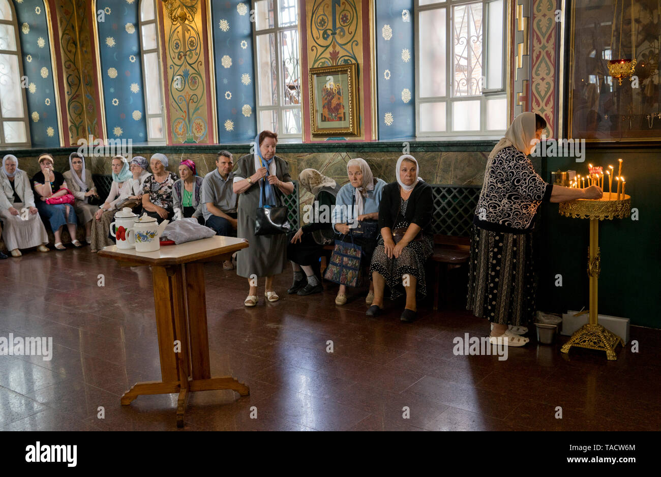 Russian Orthodox church service in Volgograd on the Volga river, Russia ...