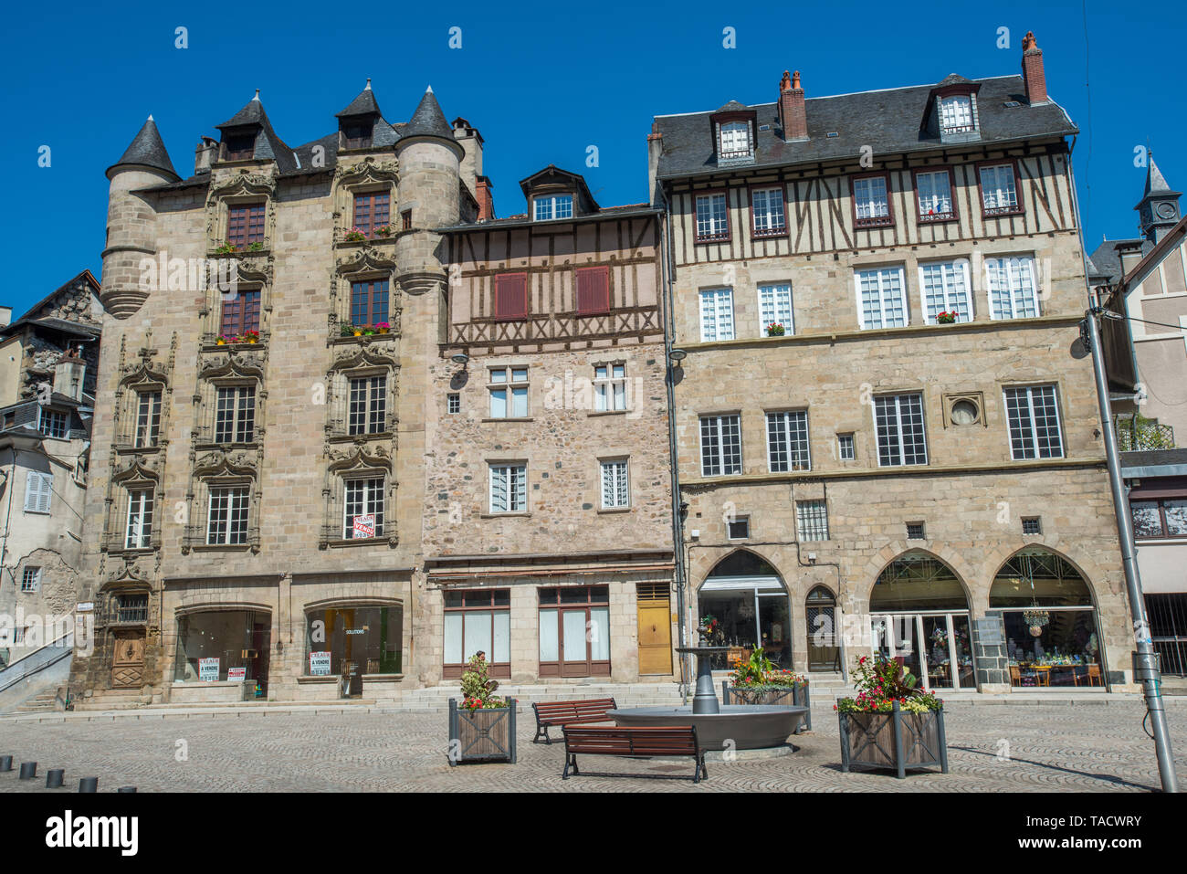 Tulle (north-eastern France): "place Gambetta" square in the town ...