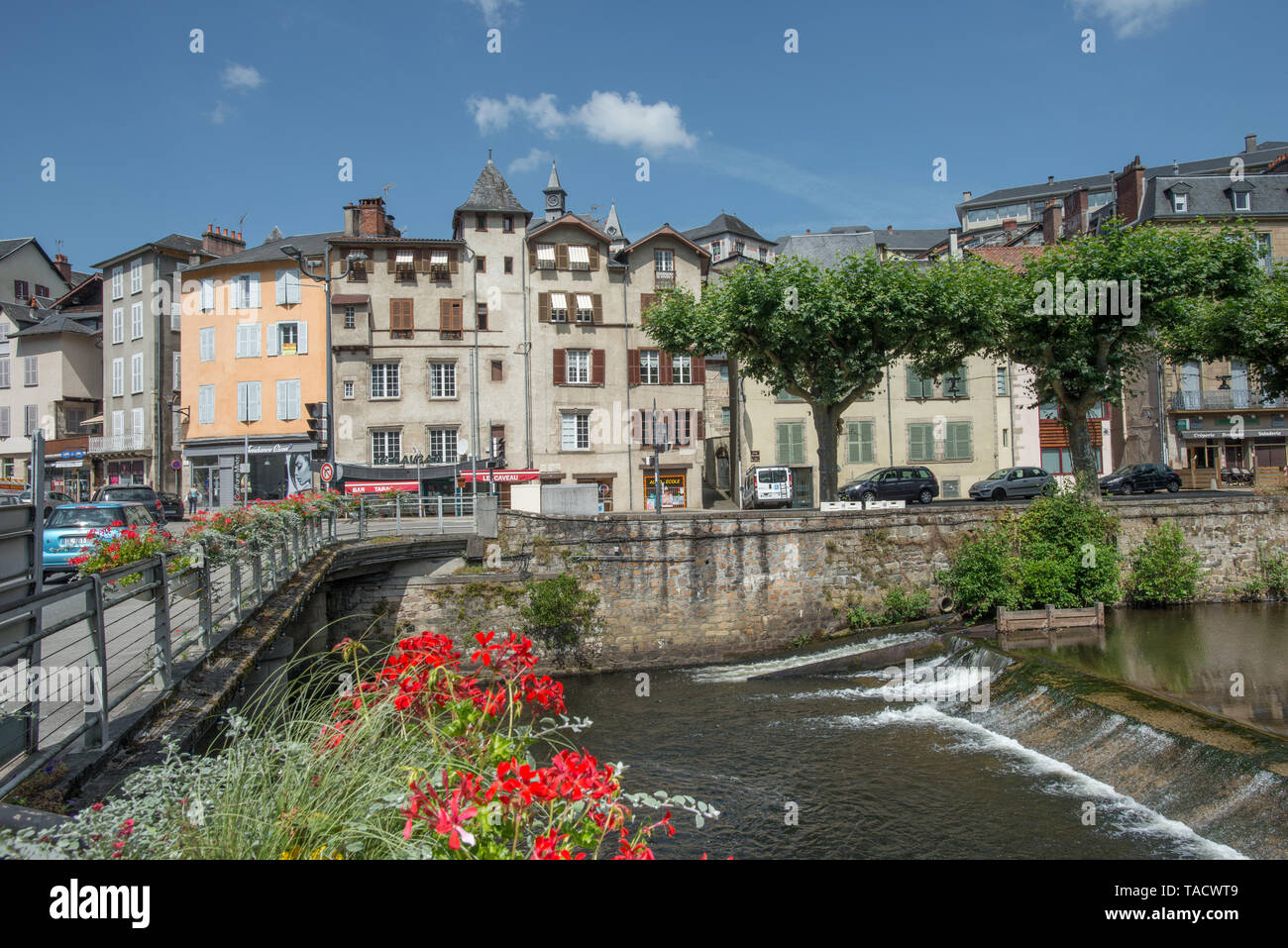 Tulle (south-western France): " quai Baluze " in the town centre, along ...