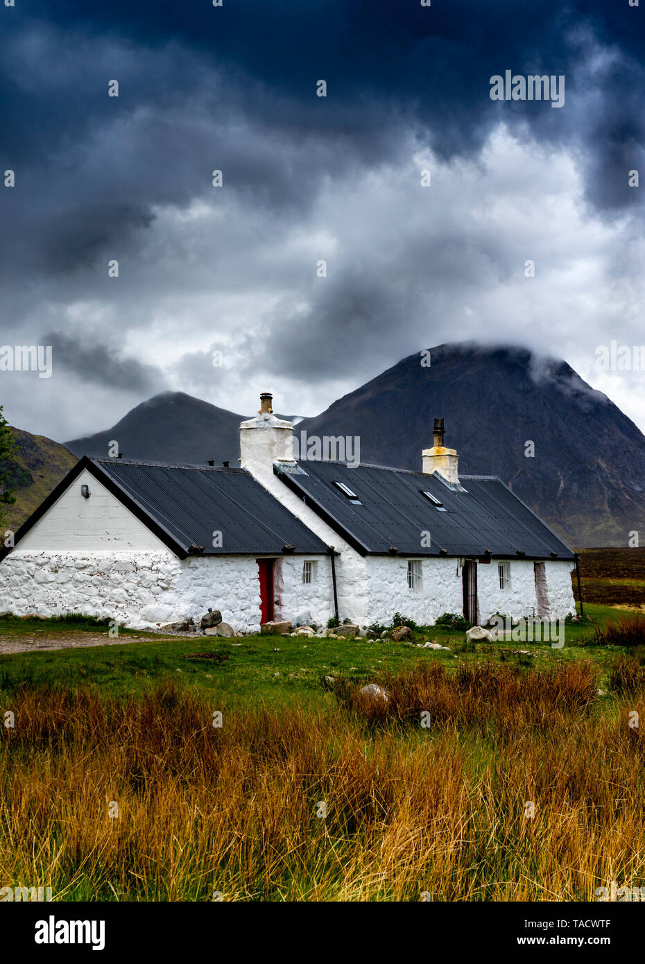 Black Rock Cottage, Glencoe, Lochaber, Scotland with the mountain ...