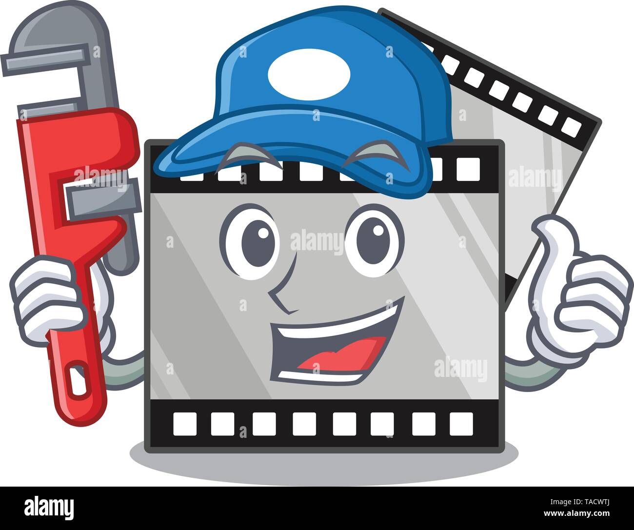 Plumber stripe film above wooden cartoon table Stock Vector Image & Art ...