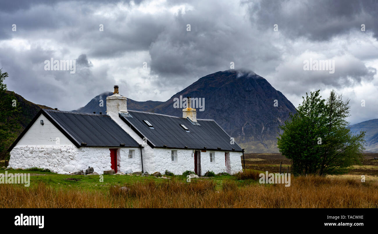 Black Rock Cottage, Glencoe, Lochaber, Scotland with the mountain ...