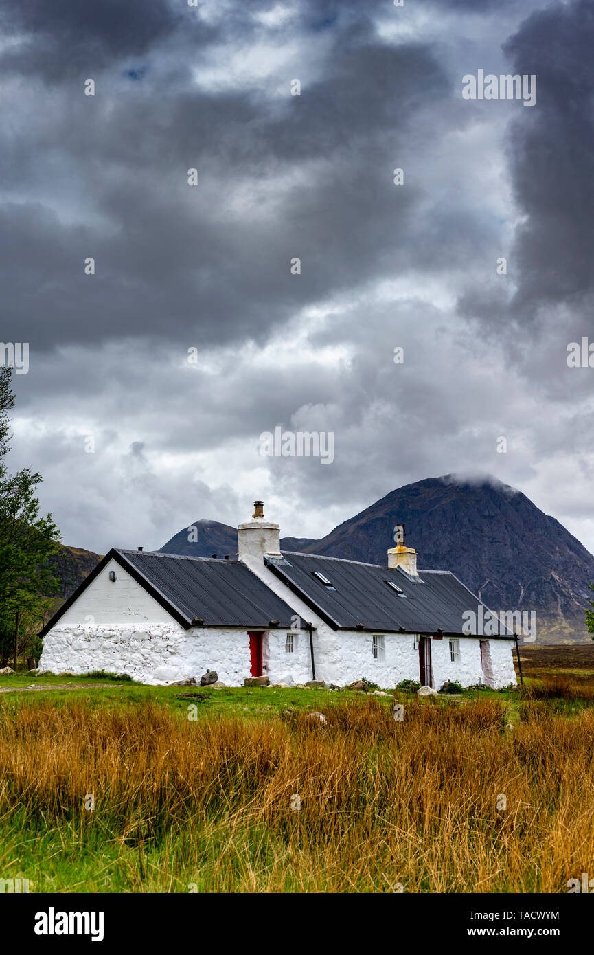 Black Rock Cottage, Glencoe, Lochaber, Scotland with the mountain ...
