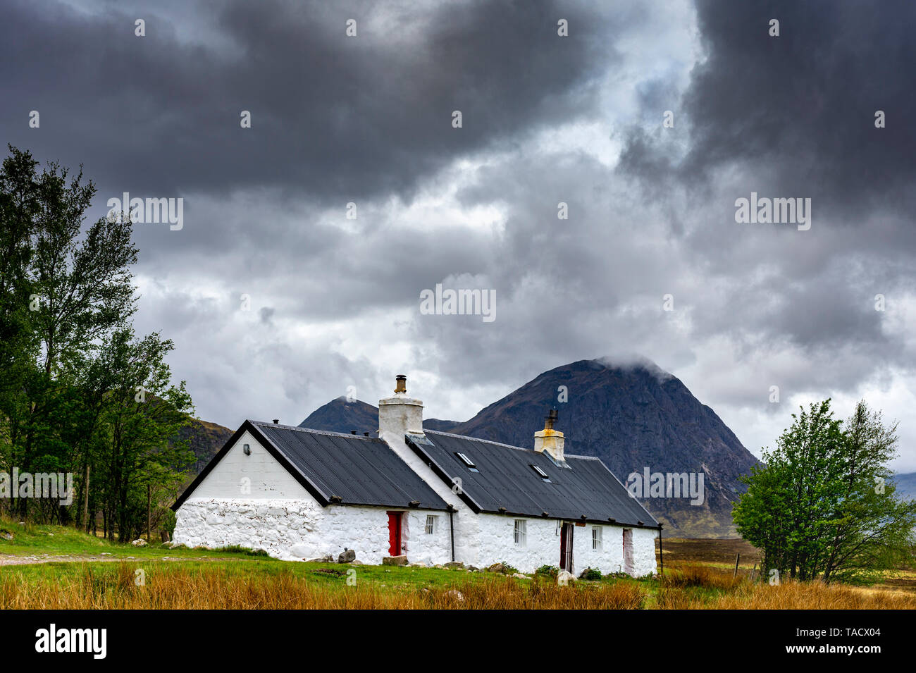 Black Rock Cottage, Glencoe, Lochaber, Scotland with the mountain ...
