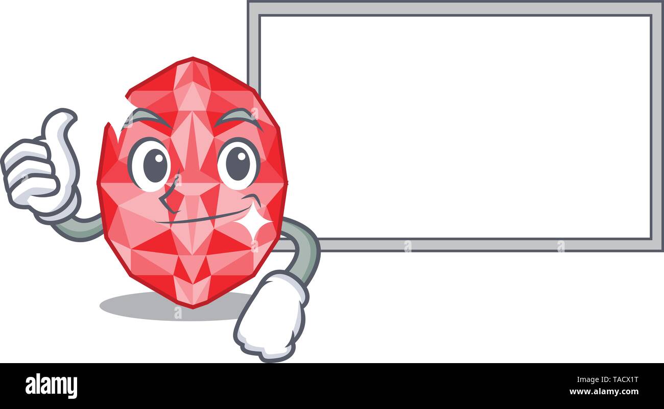 Thumbs up with board ruby gems in a cartoon box Stock Vector Image ...