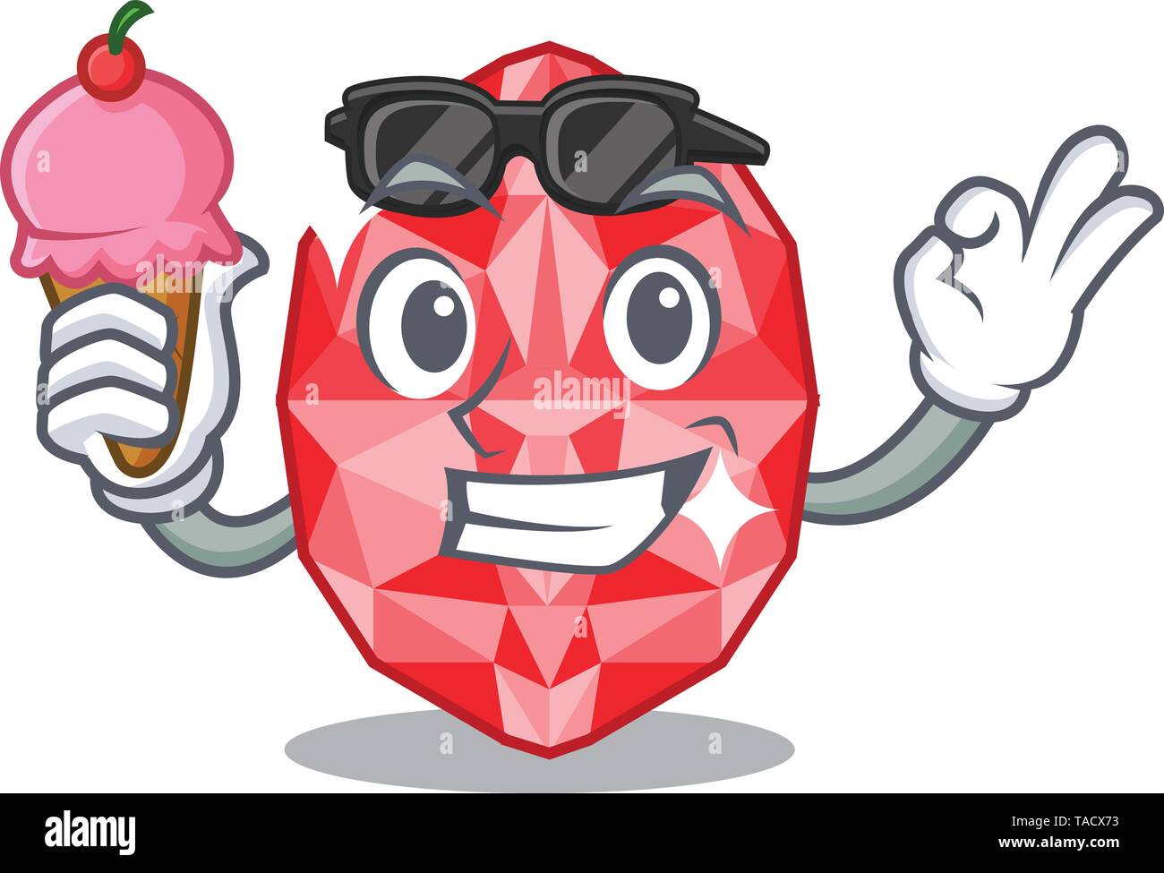 With ice cream ruby gems isolated with the character Stock Vector Image ...