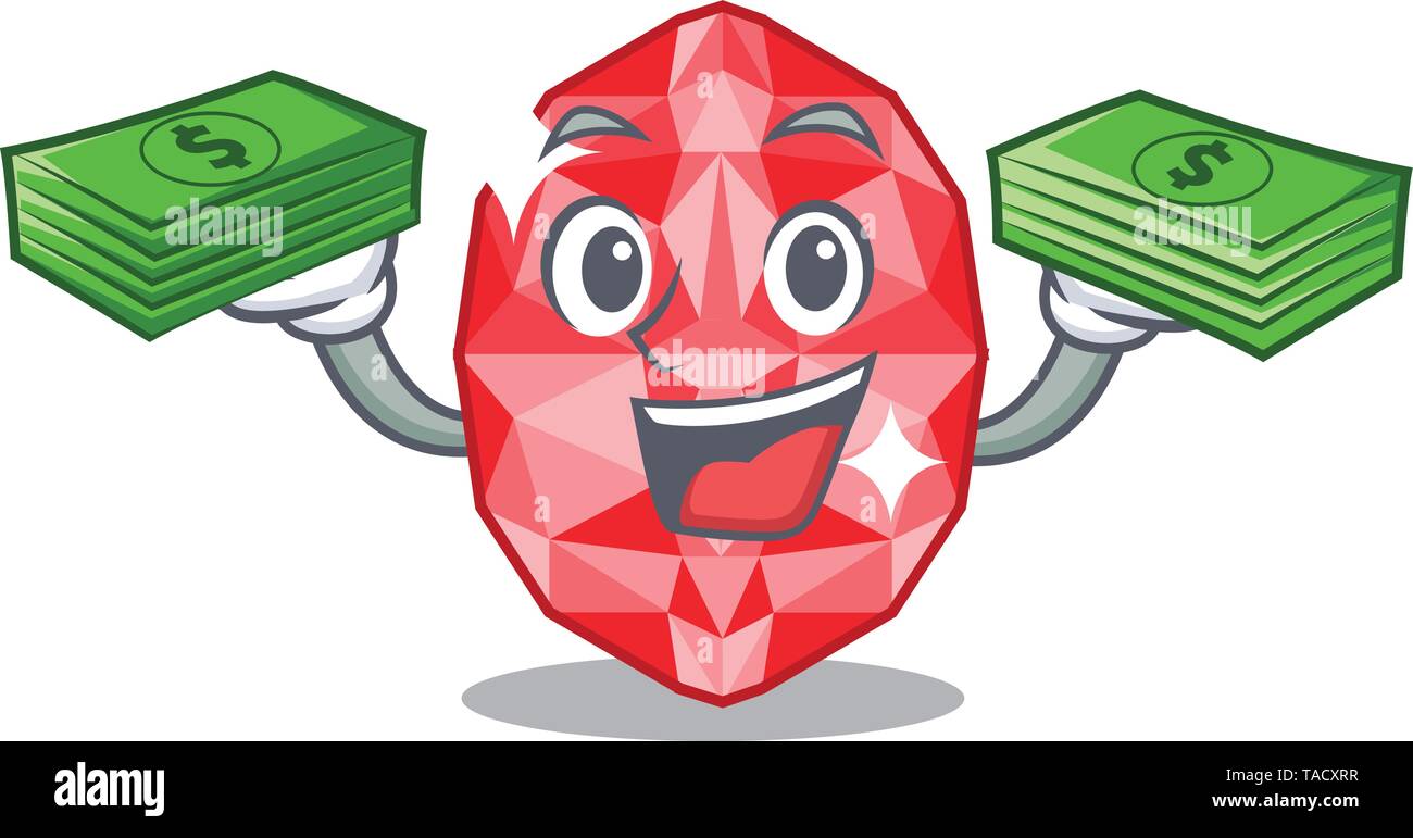 With money bag ruby gems above cartoon dressing table Stock Vector ...