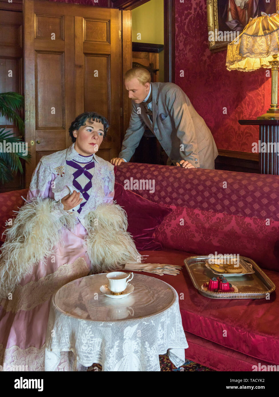 Lady Randolf Churchill Wax figure, Warwick Castle, Warwick, UK Stock ...