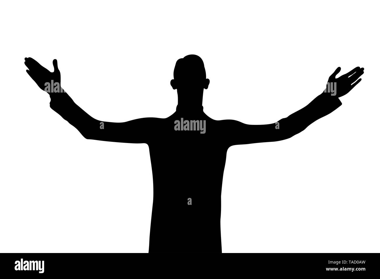 male dancer hands raise up beginning of dance black silhouette Stock ...