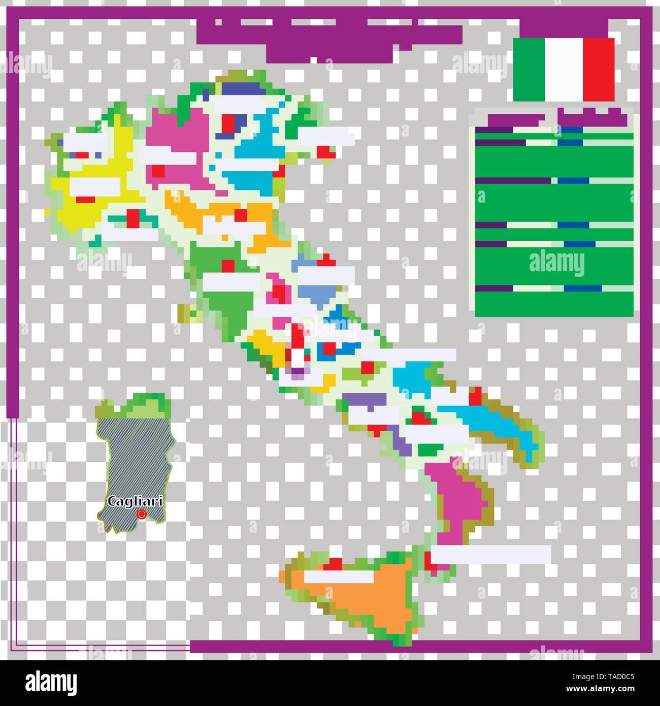 Map of Italy. Bright illustration with map. Illustration with colorful ...