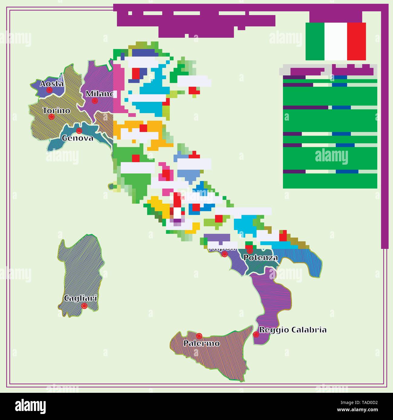 Map of Italy. Bright illustration with map. Illustration with colorful ...