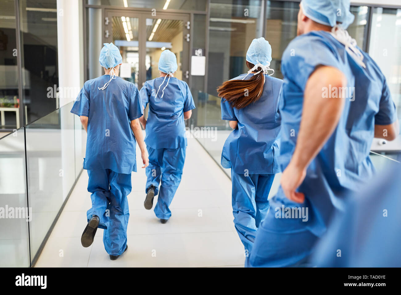 Emergency doctors team is rushing to the rescue center in the hospital ...