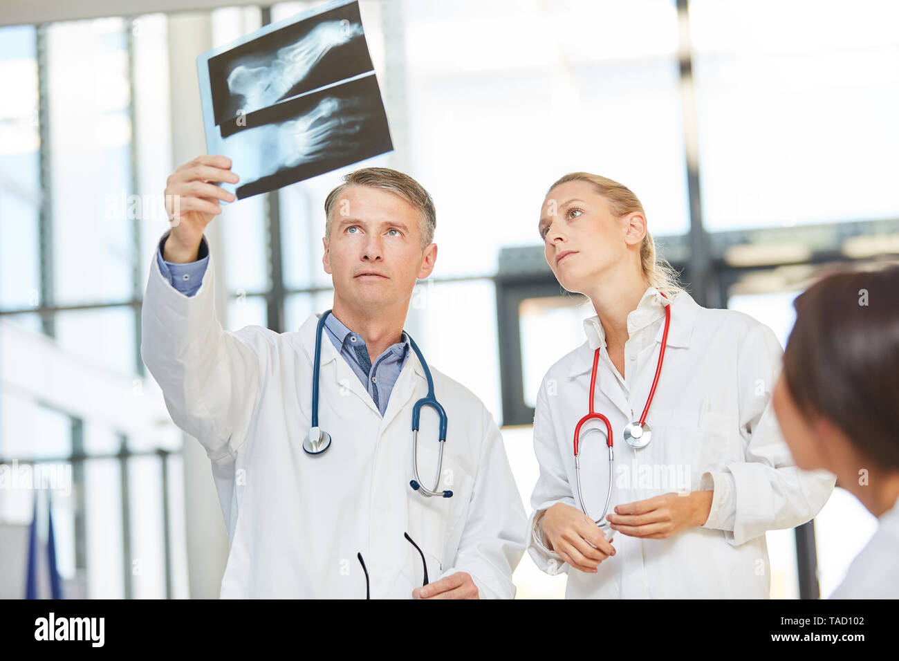 Doctors with X-ray image in the evaluation in a workshop in radiology ...