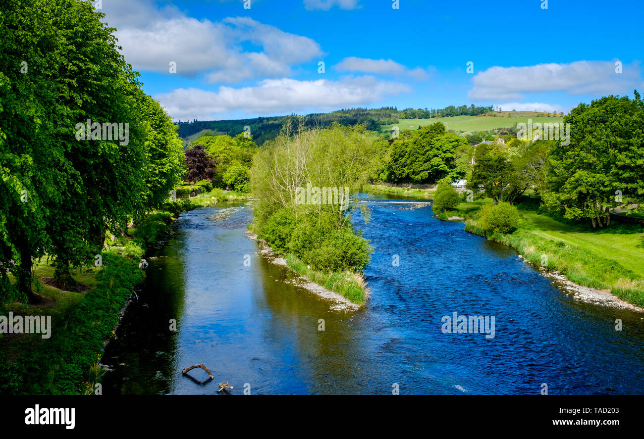 The River Tweed as it flows through the Scottish Borders town of ...