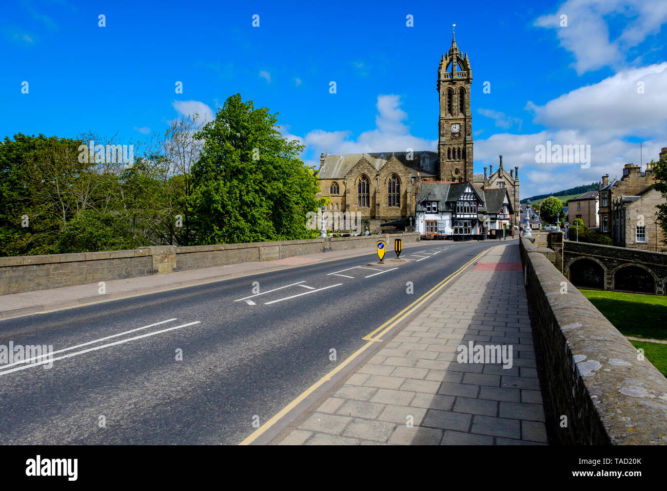 Bridge over the River Tweed in the borders town of Peebles, Scotland ...