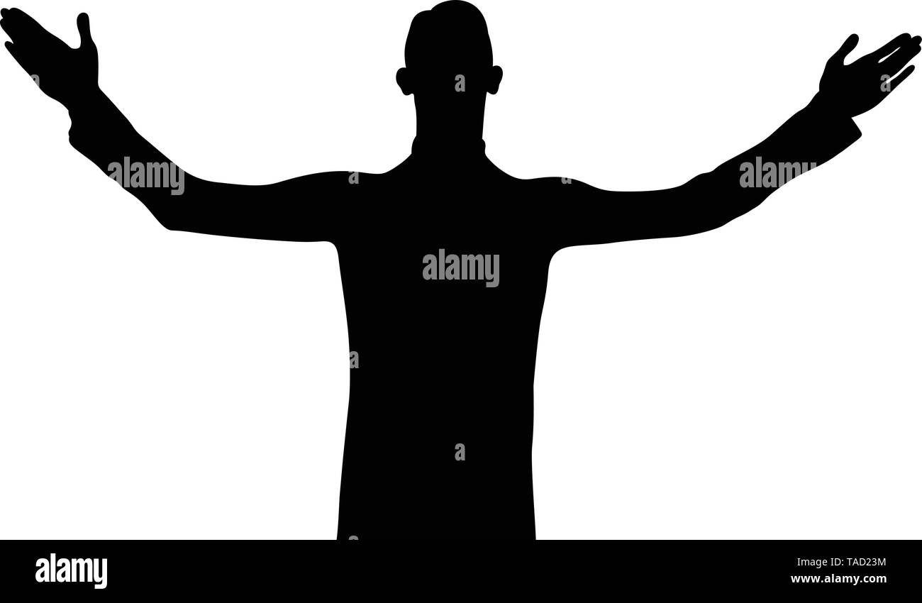 male dancer hands raise up beginning of dance black silhouette Stock ...