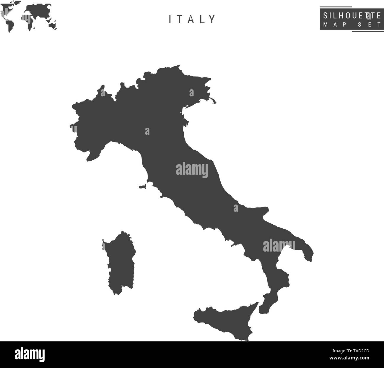 Italy Vector Map Isolated on White Background. High-Detailed Black ...