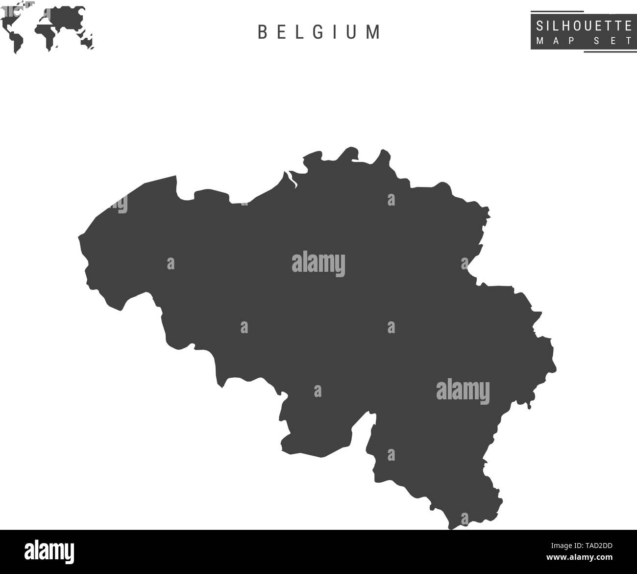 Belgium Vector Map Isolated on White Background. High-Detailed Black ...