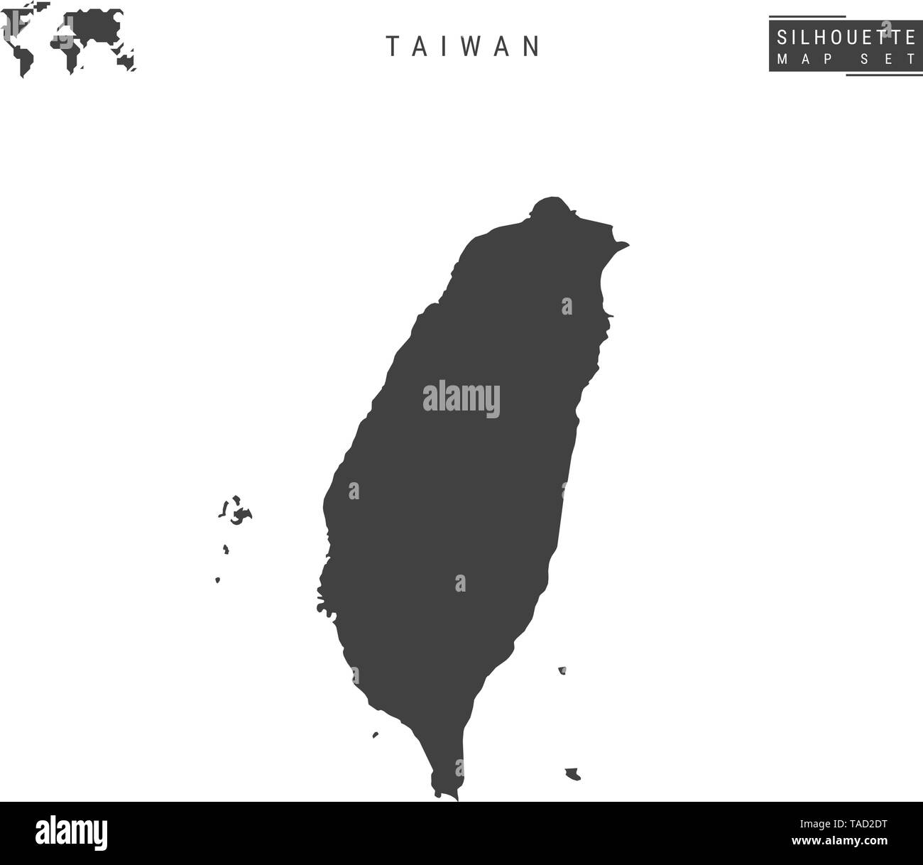 Taiwan Vector Map Isolated on White Background. High-Detailed Black ...