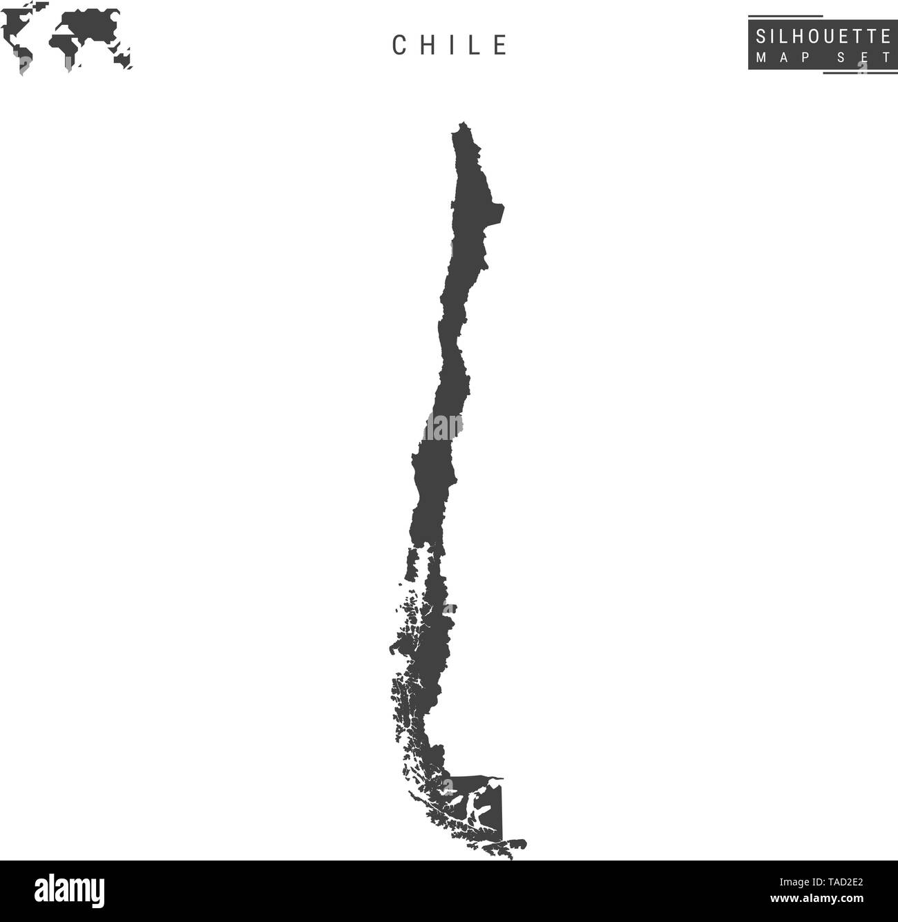 Chile Vector Map Isolated on White Background. High-Detailed Black ...