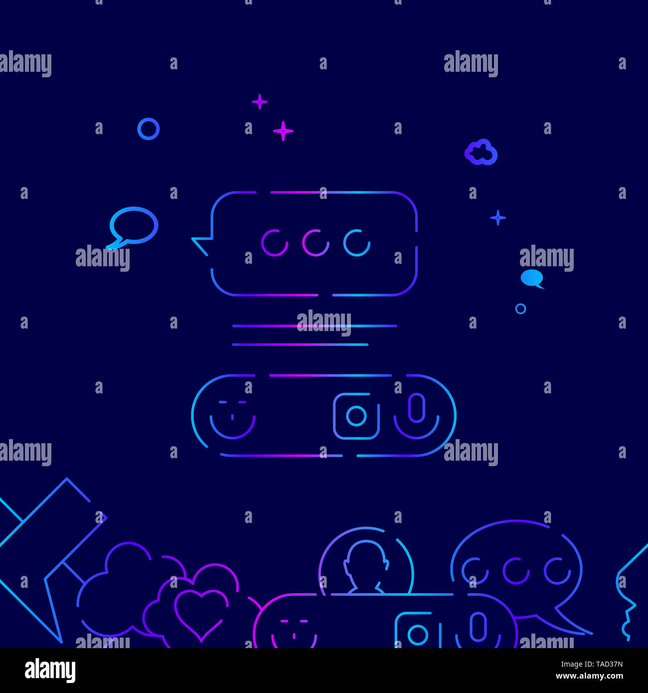 Mobile Chat Design Line Illustration. Dialogue, Chat Gradient Icon ...