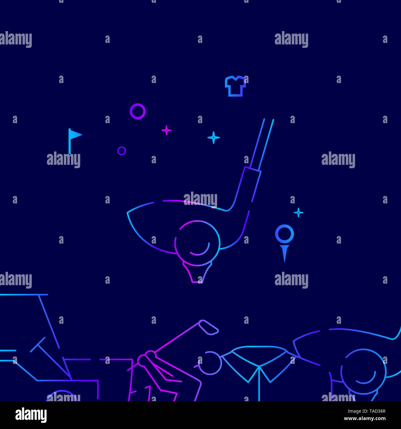 Golf Club, Ball and Tee Line Illustration. Golf Club, Country Club ...