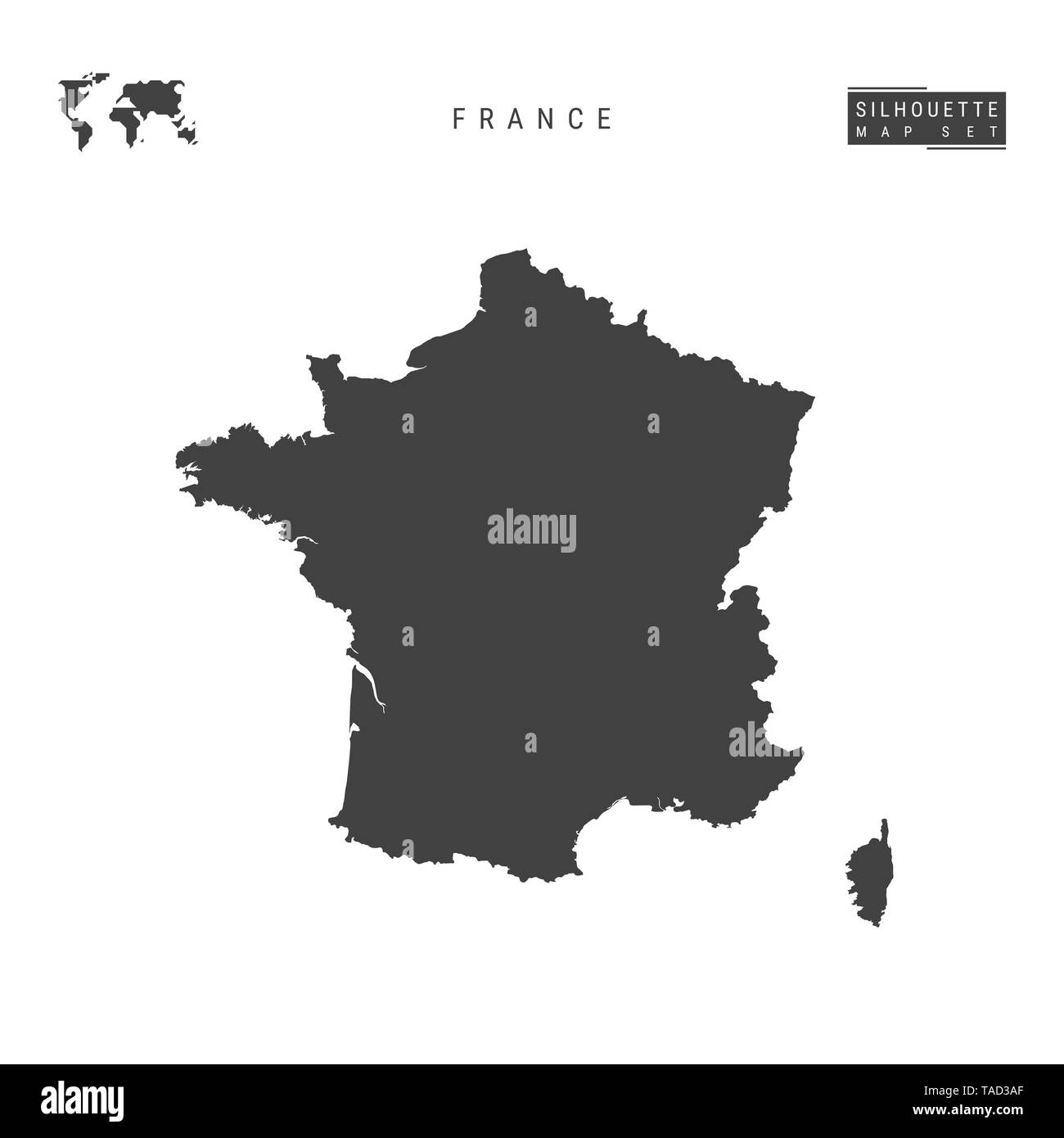 France Blank Map Isolated on White Background. High-Detailed Black ...