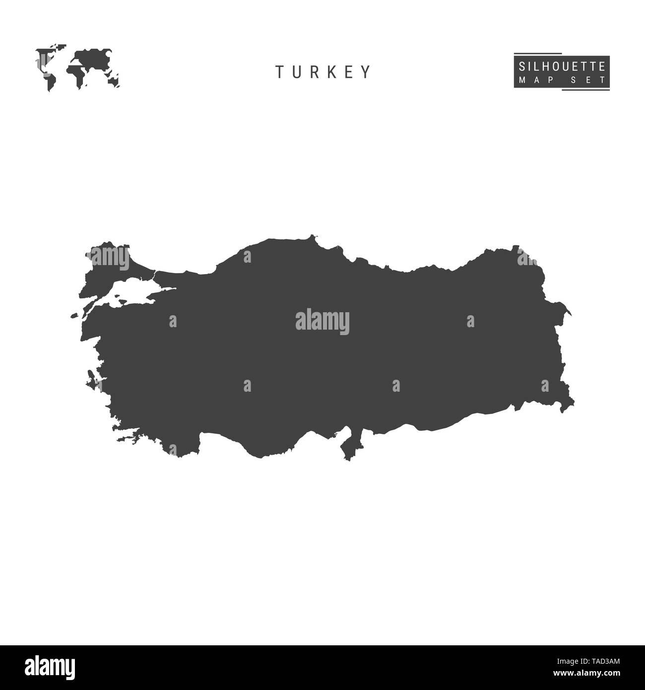 Turkey Blank Map Isolated on White Background. High-Detailed Black ...