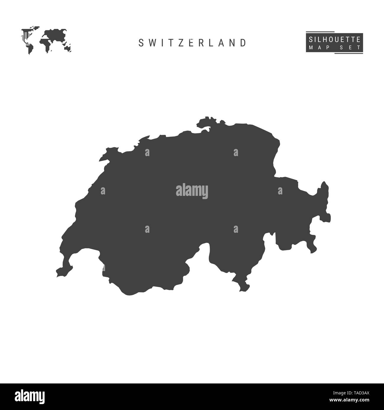 Switzerland Blank Map Isolated on White Background. High-Detailed Black ...