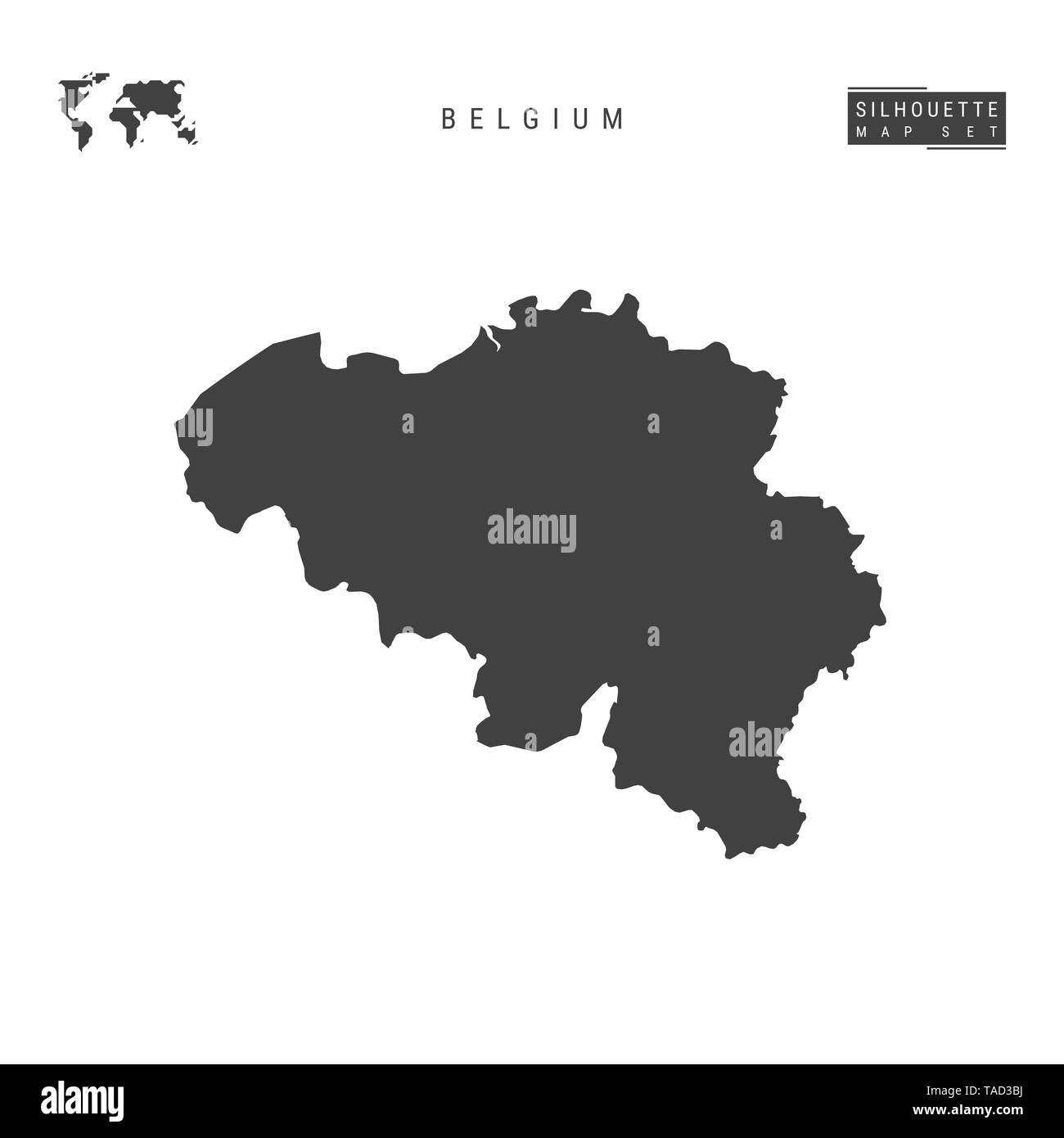 Belgium Blank Map Isolated on White Background. High-Detailed Black ...