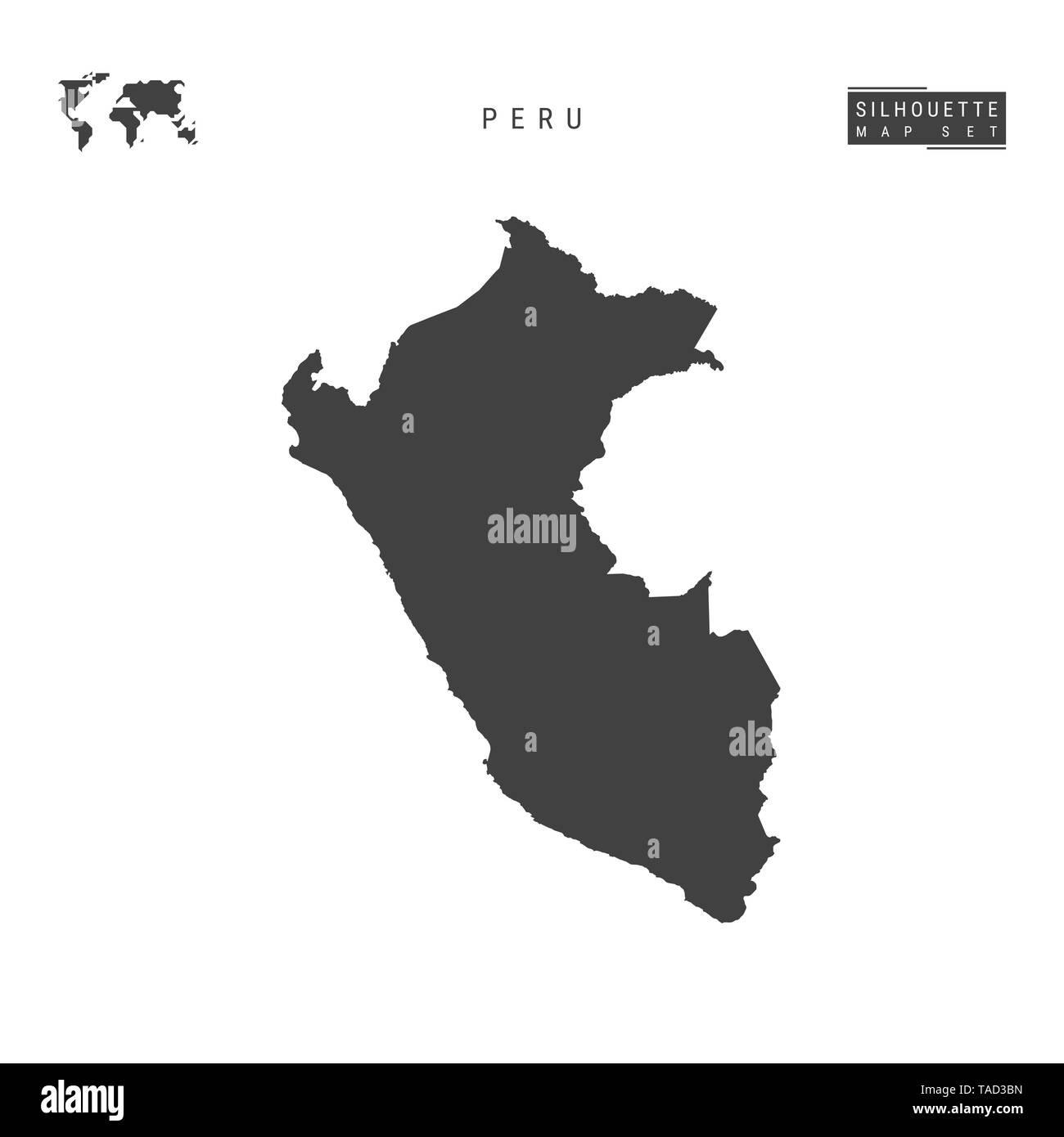 Peru Blank Map Isolated on White Background. High-Detailed Black ...