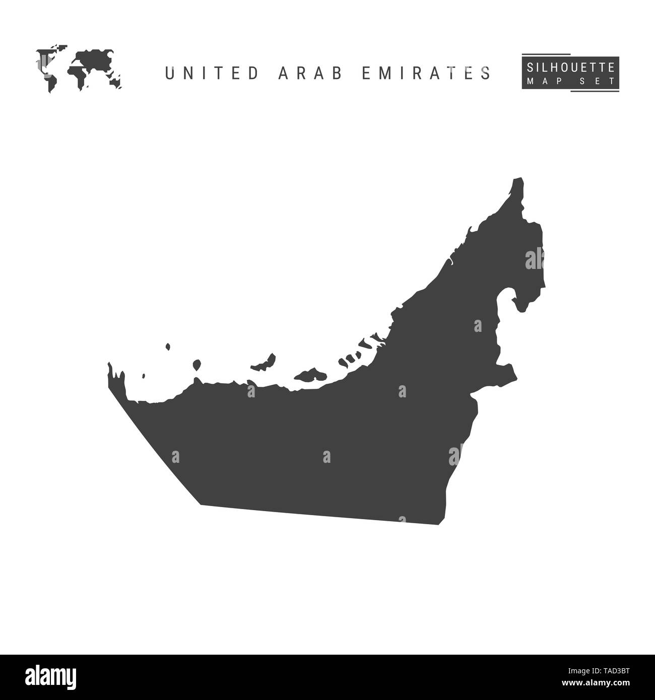United Arab Emirates Blank Map Isolated on White Background. High ...