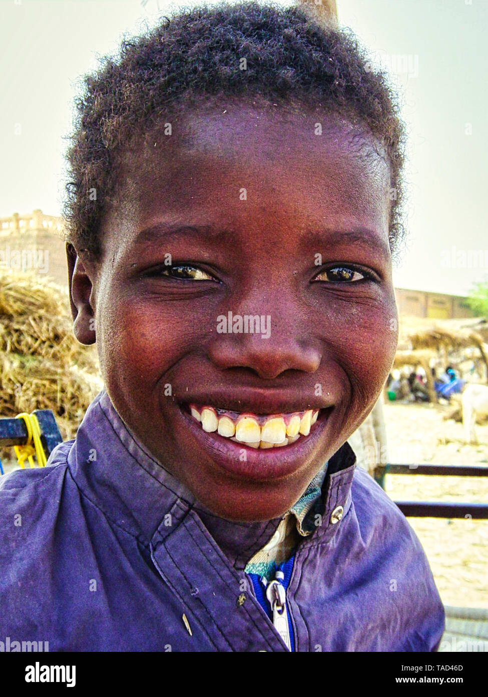 TIMBUKTU, MALI - February circa, 2019. Unidentified Malian boy smiles ...