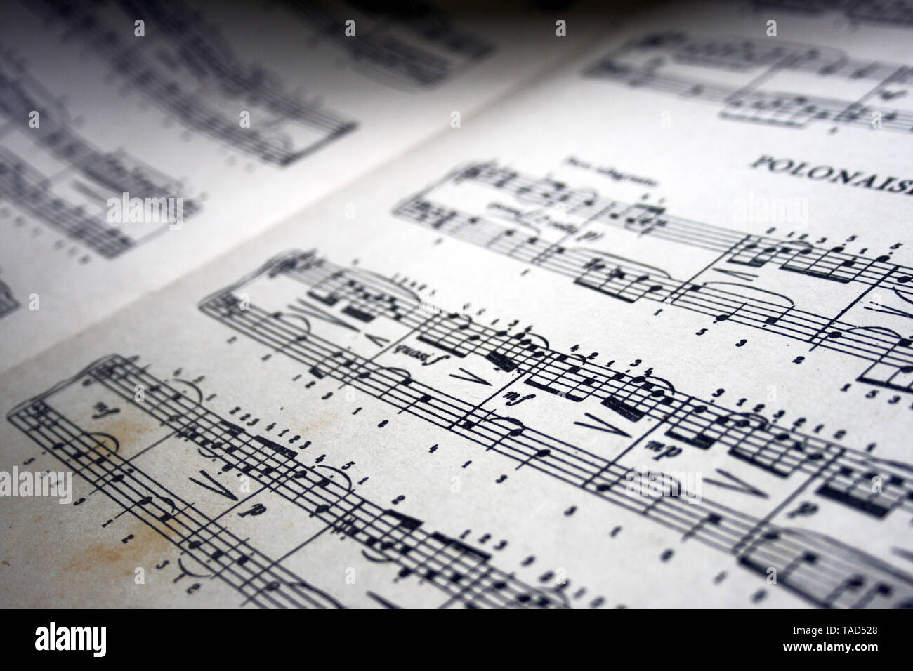 Printed music sheet, musical notes background, classic melody Stock ...