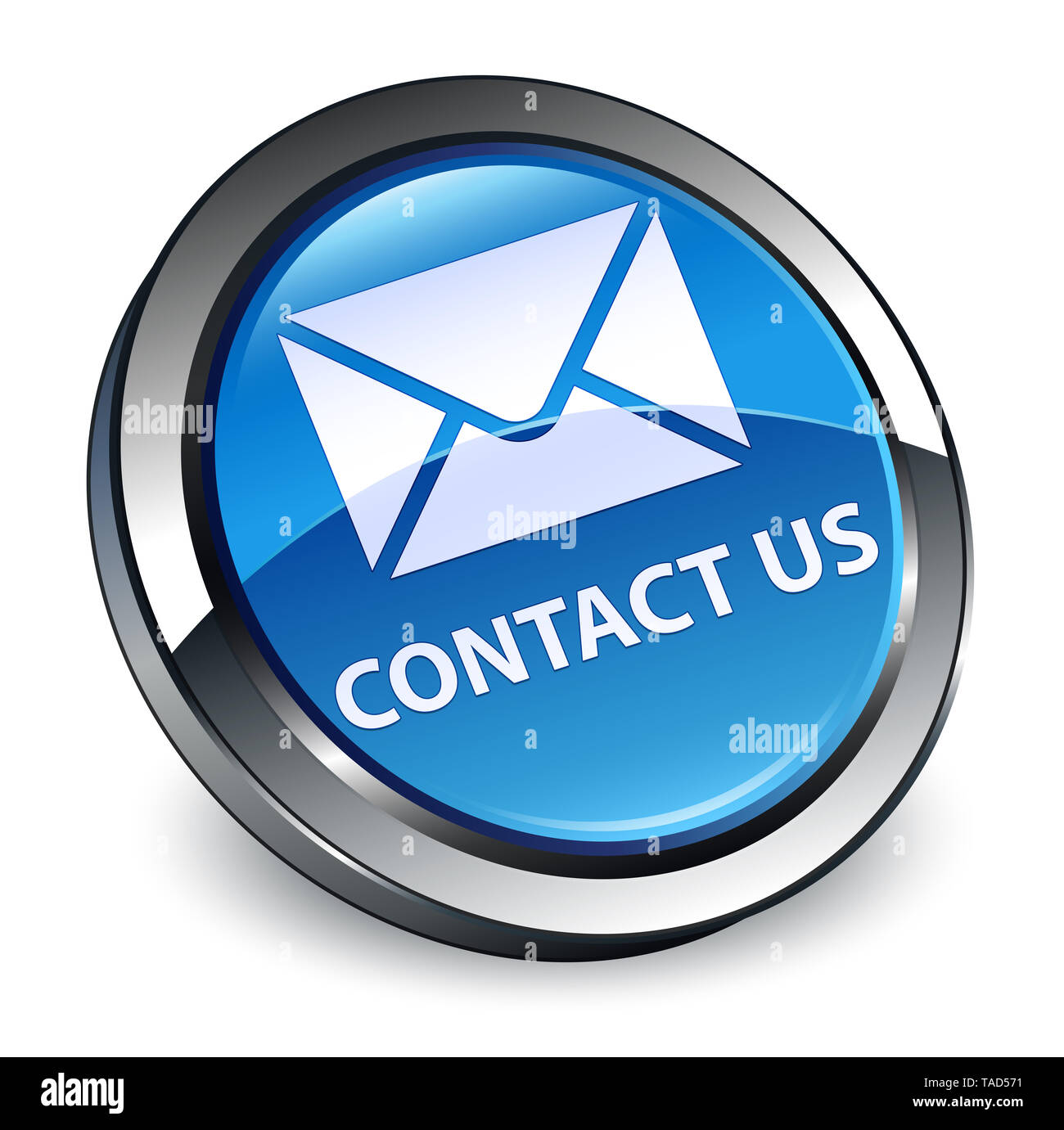 Contact us (email icon) isolated on 3d blue round button abstract ...
