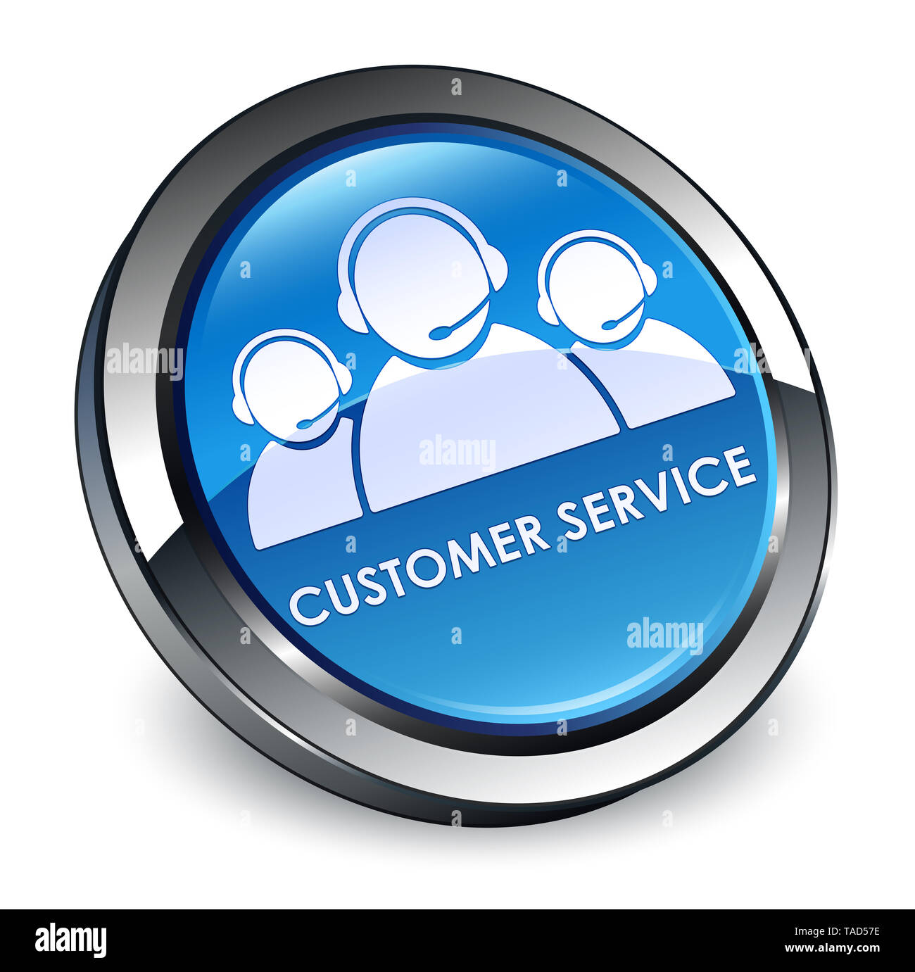 Customer service (team icon) isolated on 3d blue round button abstract ...