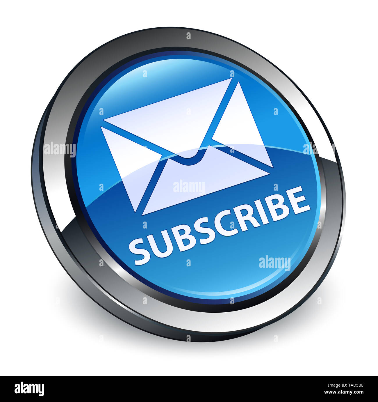 Subscribe (email icon) isolated on 3d blue round button abstract ...