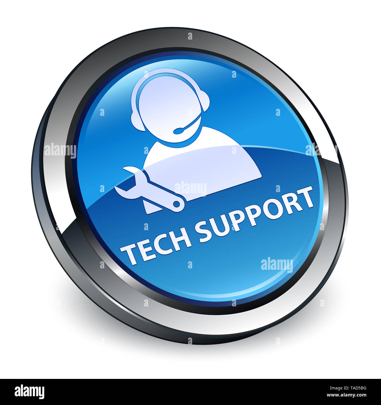 Tech support isolated on 3d blue round button abstract illustration ...