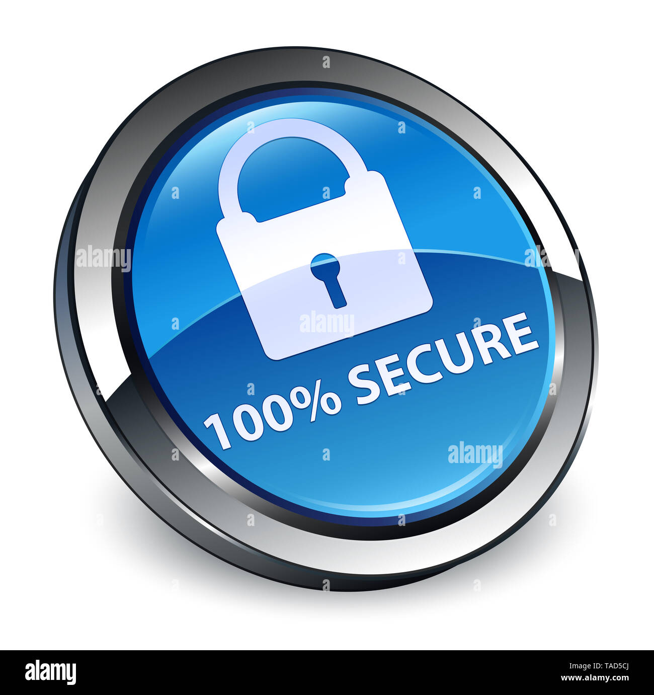 100% secure isolated on 3d blue round button abstract illustration ...
