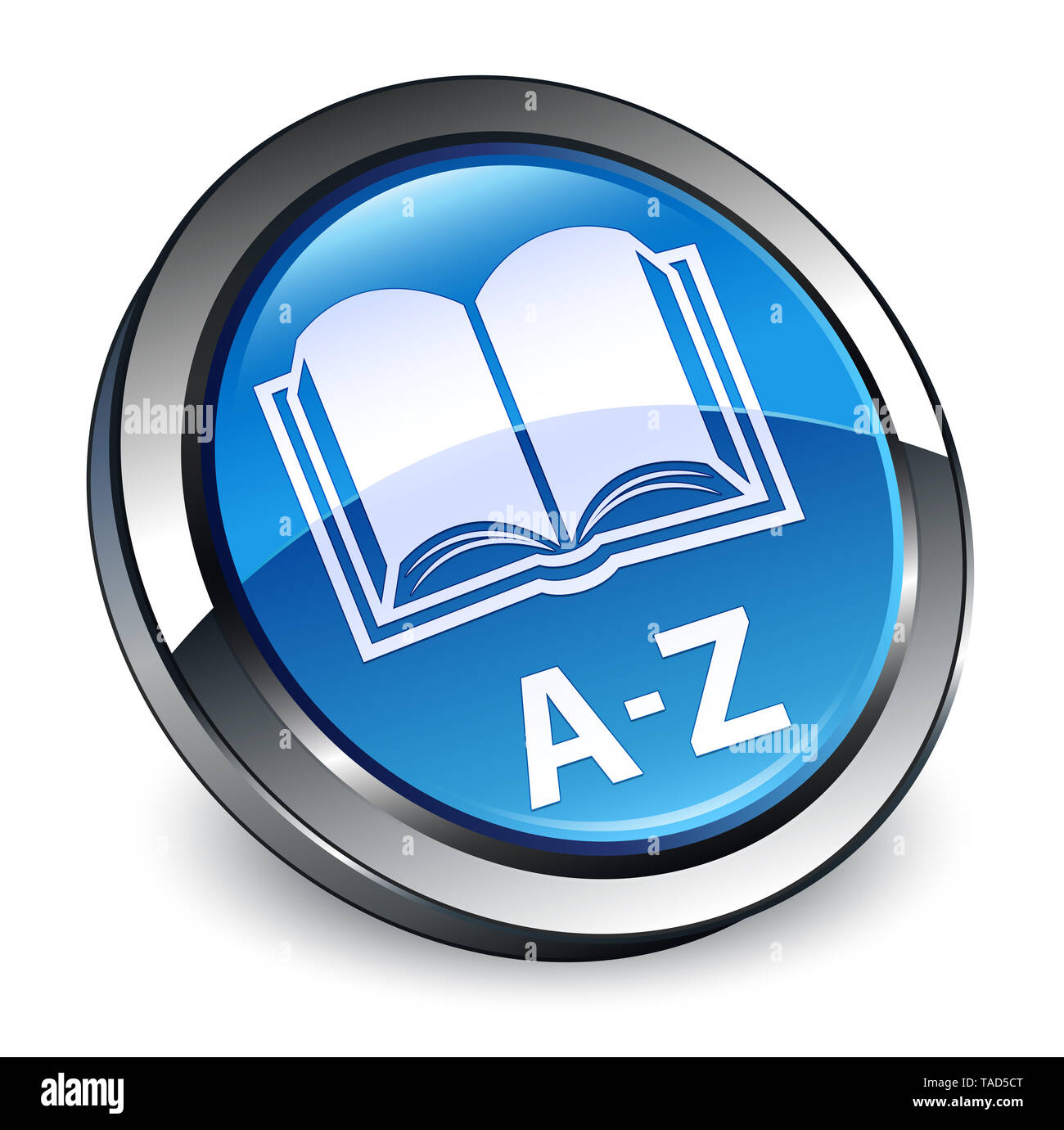 A-Z (book icon) isolated on 3d blue round button abstract illustration ...