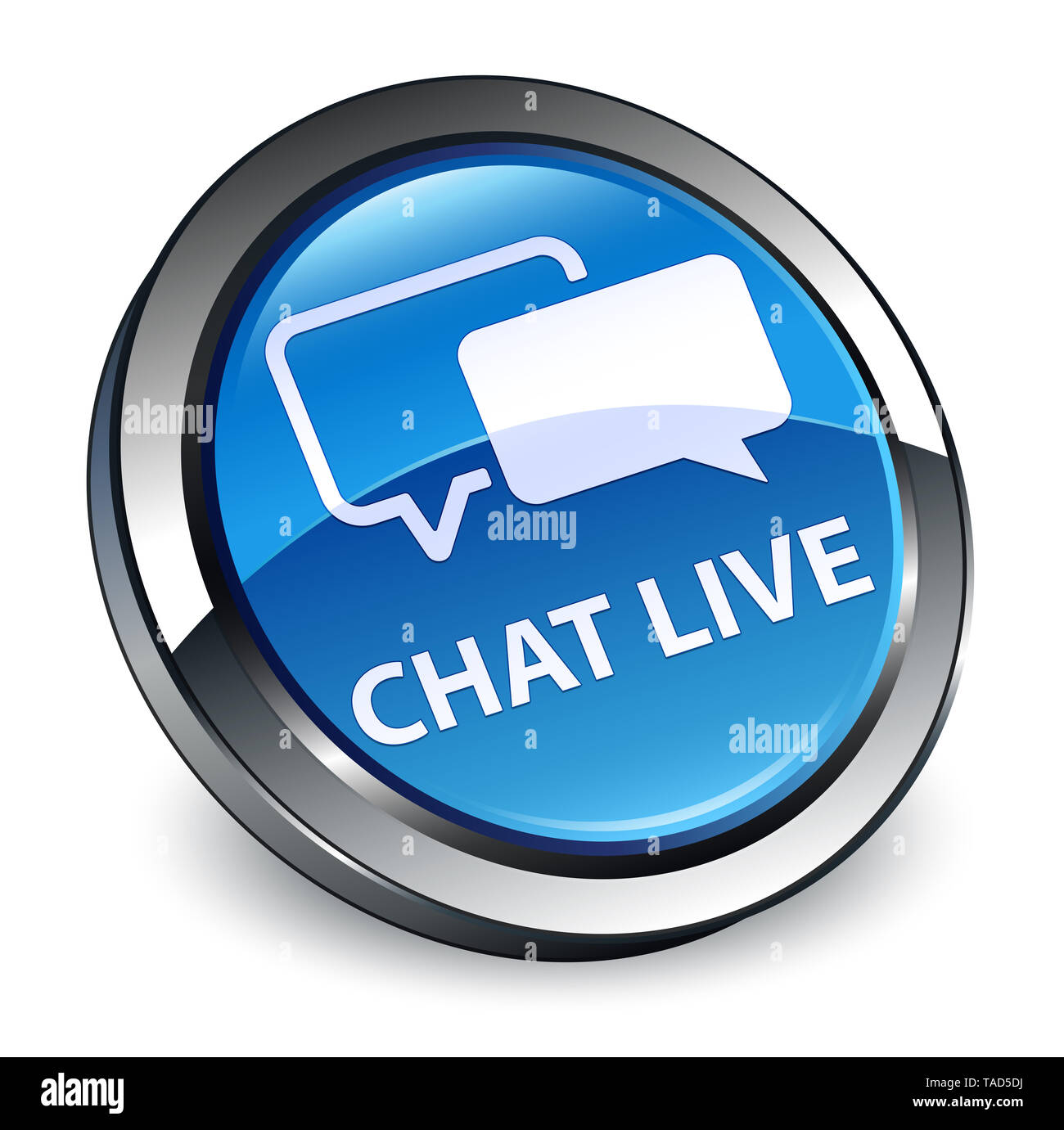 Chat live isolated on 3d blue round button abstract illustration Stock ...