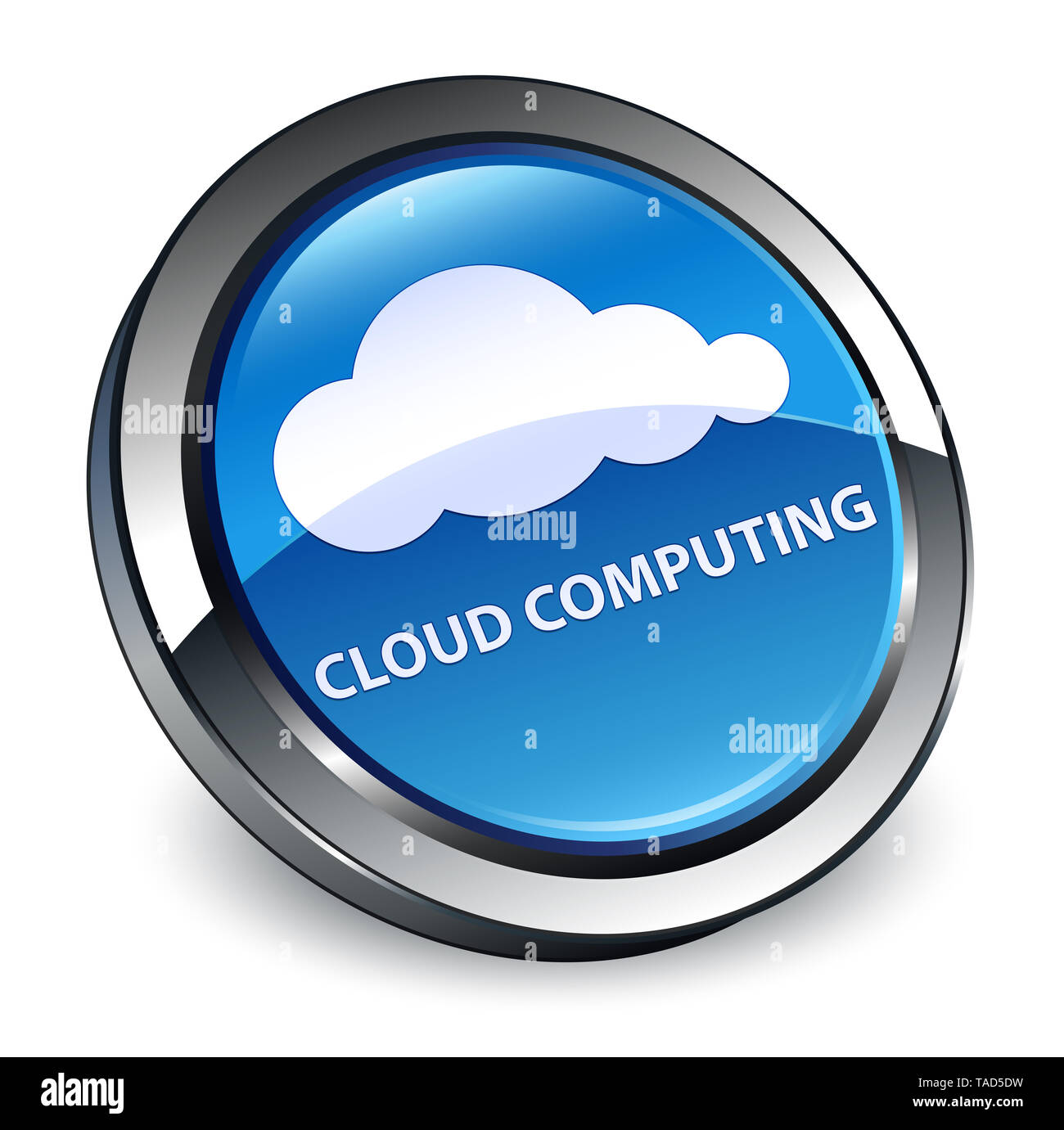 Cloud computing isolated on 3d blue round button abstract illustration ...