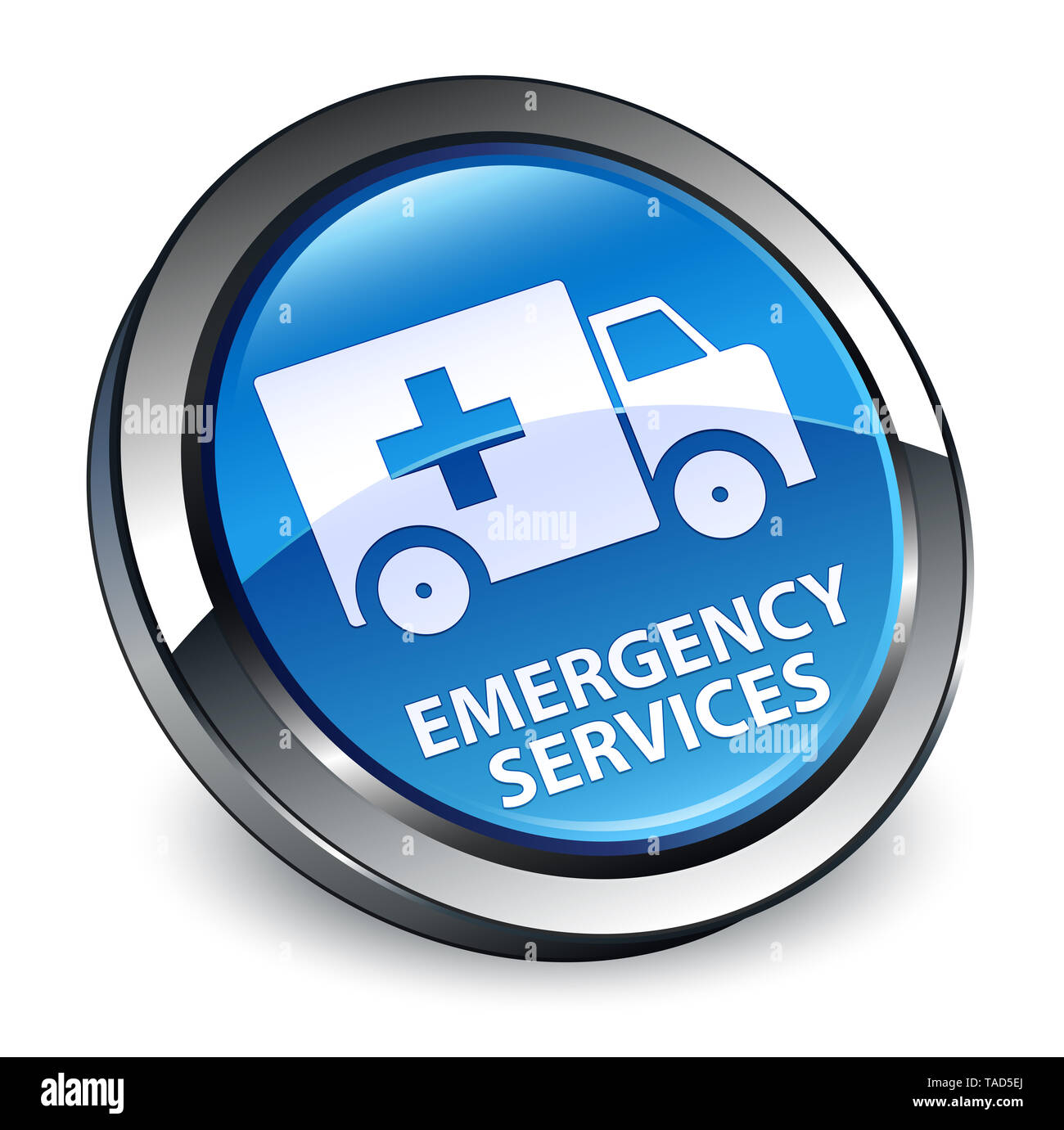 Emergency services isolated on 3d blue round button abstract ...